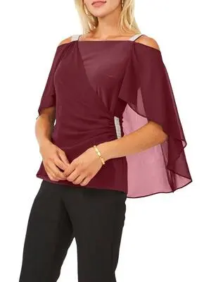 Chaus Drape Overlay Off-the-shoulder Top - Mulberry