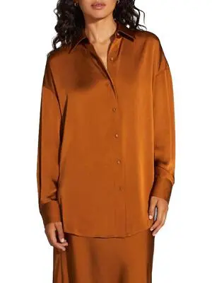 FAVORITE DAUGHTER The Smooth Ex-boyfriend Satin Shirt - Caramel