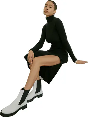 REFORMATION Katerina Lug Sole Chelsea Boot White