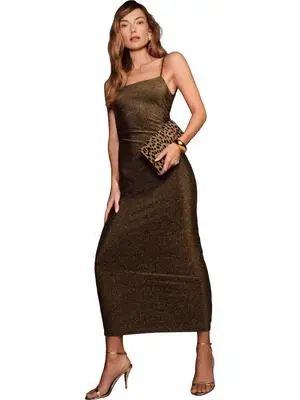 REFORMATION Breslin Knit Dress - Gold