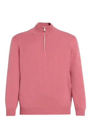 Brunello Cucinelli Cashmere Quarter-Zip Sweater Berry