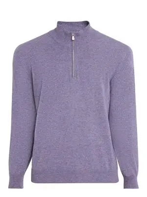 Brunello Cucinelli Cashmere Quarter-Zip Sweater Cdv22 Periwinkle