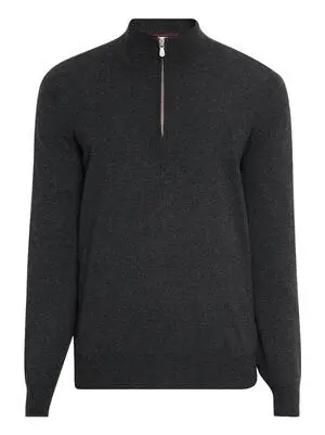 Brunello Cucinelli Cashmere Quarter-zip Sweater - Charcoal