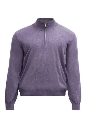 Brunello Cucinelli Cashmere Quarter-Zip Sweater Iris