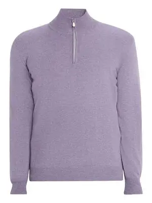 Brunello Cucinelli Cashmere Quarter-Zip Sweater Lilac