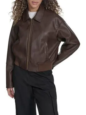 LEVI'S Levi's Faux Leather Bomber Jacket Dark Brown