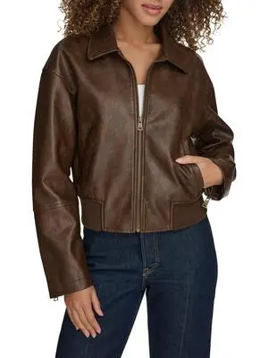 LEVI'S Levi's Faux Leather Bomber Jacket Saddle