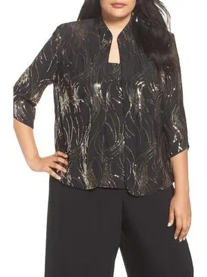 Alex Evenings Sequined Twinset - Black/silver