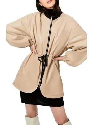 Bernardo Faux Leather Anorak - Cappuccino