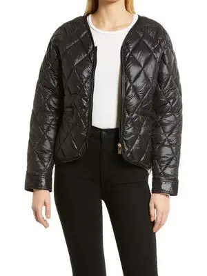 VIA SPIGA Via Spiga Quilted V-Neck Zip-Up Jacket