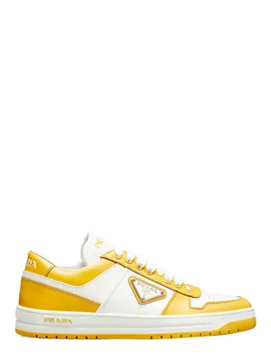 Prada Prada Bicolor Leather Low-Top Court Sneakers Biancosol