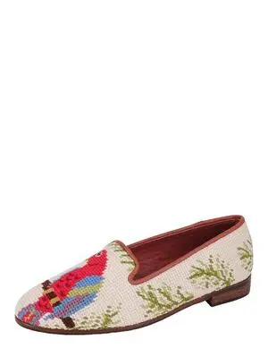 BYPAIGE By Paige Needlepoint Parrot Flat - Tan Multi