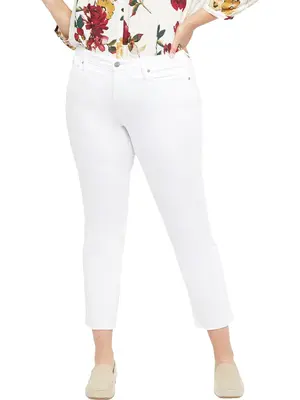 NYDJ Sheri Raw Hem Ankle Slim Jeans - Optic White