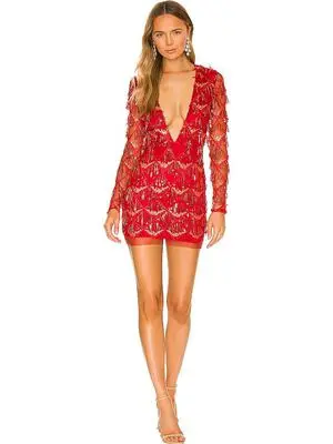 Superdown Sequin Fringe Mini Dress - Red