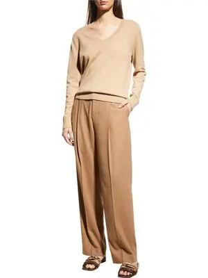 Vince Weekend V-Neck Cashmere Pullover Camel