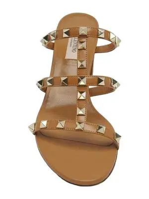 Valentino Garavani Valentino Garavani Rockstud Caged 60mm Slide Sandals Brown