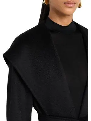 Max Mara Rialto Camel Hair Belted Coat - Black