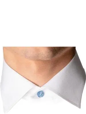 Eton Contemporary Fit Twill Shirt With Blue Buttons - White