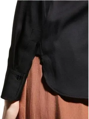 Vince Slim-fit Long-sleeve Stretch-silk Blouse - Black