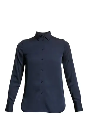 Vince Vince Slim-Fit Long-Sleeve Stretch-Silk Blouse Coastal
