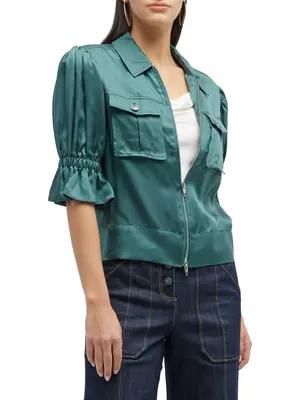 Cinq À Sept Cinq A Sept Holly Sateen Jacket Eucalyptus