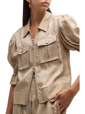 Cinq À Sept Holly Sateen Jacket - Khaki