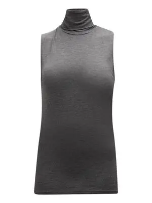 Majestic Filatures Majestic Filatures Sleeveless Stretch Turtleneck Top Flannelle