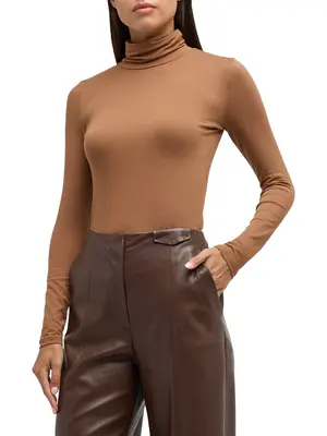 Majestic Filatures Majestic Filatures Viscose Jersey Turtleneck Bison