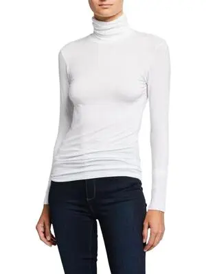 Majestic Filatures Viscose Jersey Turtleneck - Blanc