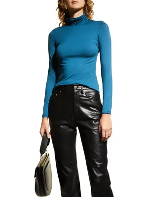 Majestic Filatures Majestic Filatures Viscose Jersey Turtleneck Blue