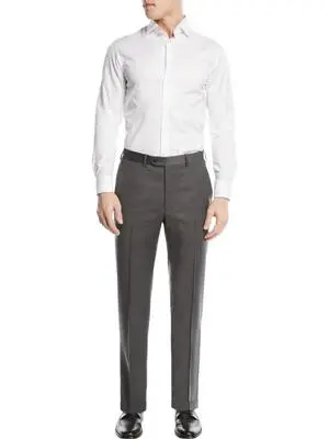 Emporio Armani Basic Flat-front Trousers - Gray