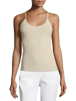 Lafayette 148 New York Lafayette 148 New York Mesh Jersey V-Neck Tank Khaki