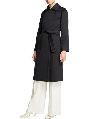 Max Mara Max Mara Manuela Belted Wrap Coat Navy