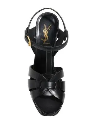 Saint Laurent Tribute Leather Platform Sandals - Black