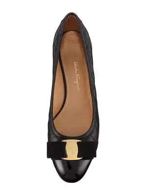 FERRAGAMO Vara Quilted Bow Ballet Pumps Nero