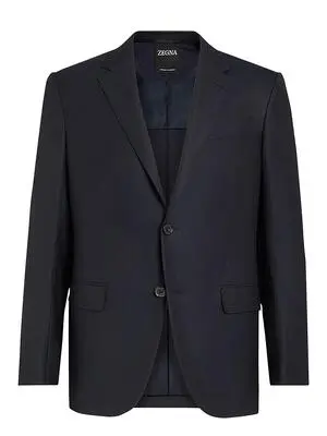 Zegna Solid Trofeo Wool Regular-fit Blazer Jacket - Navy Blue