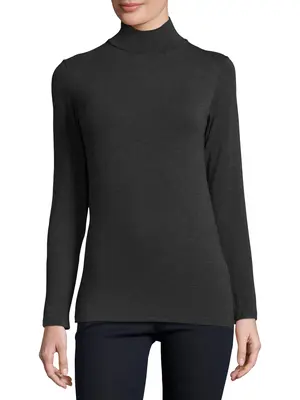 Majestic Filatures Majestic Filatures Soft Touch Mock Turtleneck Top Anthracite