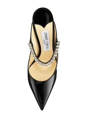 JIMMY CHOO Patent Leather Pumps With Crystal Strap - Black