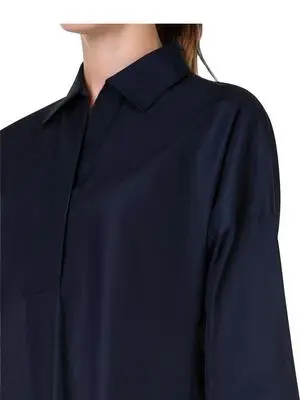Akris Kimono-sleeve Split-neck Blouse - Black