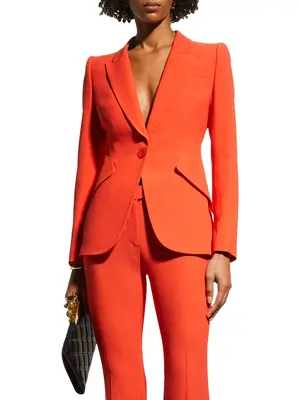 Alexander McQueen Classic Single-breasted Suiting Blazer Dark Sunset