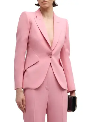 Alexander McQueen Classic Single-breasted Suiting Blazer Pinkred