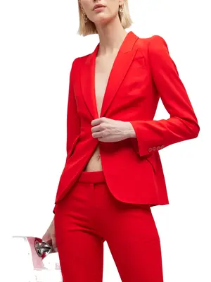 Alexander McQueen Classic Single-breasted Suiting Blazer Ruby Red