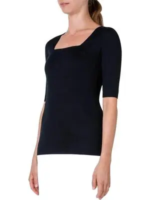 Akris Square-neck Jersey Top - Black