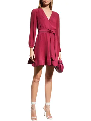 MILLY Milly Liv Pleated Dress Raspberry