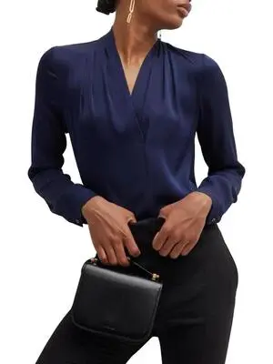Kobi Halperin Kobi Halperin Nellie Pleated Blouse Mid Blue