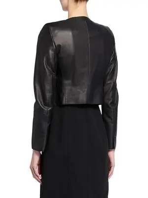 Akris Hasso Cropped Napa Leather Jacket - Black
