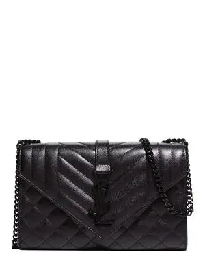 Saint Laurent Envelope Triquilt Small Shoulder Bag - Black