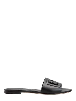 Dolce & Gabbana Cutout DG Flat Slide Sandals Black