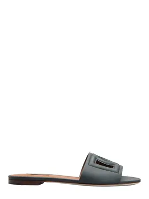 Dolce & Gabbana Cutout DG Flat Slide Sandals Forest
