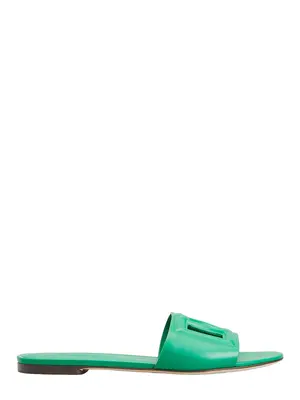 Dolce & Gabbana Cutout DG Flat Slide Sandals Green